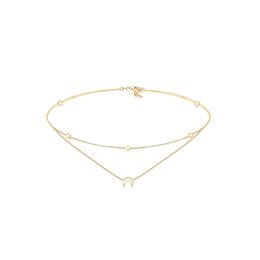 Collier Elli "Choker Layer Halbmond und Sterne 925er Silber" Halsketten Gr. 36, ohne Stein, Silber 925 (Sterlingsilber), L: 36cm, goldfarben (gold) Damen Halsschmuck