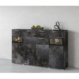 Highboard Inosign "Sarah" Sideboards grau (schieferfarben) Breite 182 cm, Türen mit Glaseinsatz