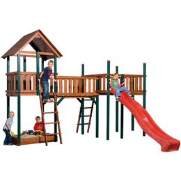 Spielturm Weka "Tabaluga Spielelandschaft 816" Spieltürme braun Kinder BxTxH: 450x374x331 cm, mit Turm, Brücke, Sandkasten, Rutsche