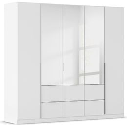 Drehtürenschrank Rauch "Kleiderschrank Schrank Garderobe AGORDO mit Dekor- oder Hochglanzfront" Schränke Gr. B/H/T: 226 cm x 210 cm x 54 cm, 5 St., weiß (alpinweiß) mit Außenschubkästen, in 6 Breiten und 2 Höhen MADE IN GERMANY