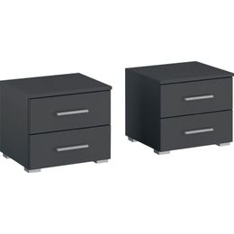 Nachtkommode Rauch "Base", grau (graumetallic), B:40cm H:36cm T:40cm, Holzwerkstoff, Sideboards, 2er-Set, optional in moderner Hochglanz-Front