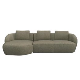 Wohnlandschaft FLEXLUX "Torino, rund, L-Form, Sofa-Ecke mit Recamiere, Longchair-Sofa", gr&uuml;n (fall gr&uuml;n), B:276cm H:85cm T:146cm, Sofas, Wohnlandschaft, Modernes, organisches Sofa-Design, Kaltschaum, Wellenunterfederung