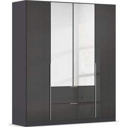 Drehtürenschrank Rauch "Kleiderschrank Schrank Garderobe AGORDO mit Dekor- oder Hochglanzfront" Schränke Gr. B/H/T: 181 cm x 210 cm x 54 cm, 4 St., grau (graumetallic, hochglanz effektgrau) mit Außenschubkästen, in 6 Breiten und 2 Höhen MADE IN GERMANY