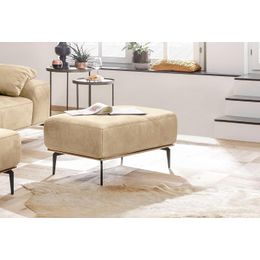 Polsterhocker W.Schillig "run", beige (sahara s37), B:75cm H:46cm T:60cm, Stoff S37 (100% Polyester);ROHLEDER Chenille-Flachgewebe Q2 W77 (68% Polyacryl, 32% Polyester);Stoff S37 (100% Polyester), Hocker, Polsterhocker, mit Holzsockel, F&uuml;&szlig;e in Schwarz pulverbeschichtet, Breite 75 cm