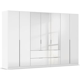 Drehtürenschrank Rauch "Kleiderschrank Kleiderschränke Schrank Garderobe AGORDO mit Glasfront" Schränke Gr. B/H/T: 315 cm x 210 cm x 54 cm, 7 St., weiß (alpinweiß, glas kristallweiß) mit Außenschubkästen, in 6 Breiten und 2 Höhen MADE IN GERMANY