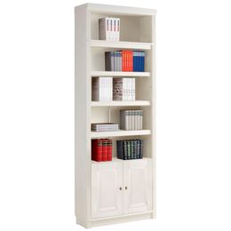 Bücherregal Home Affaire "Soeren", beige (cremeweiß), B:80cm H:220cm T:35cm, Regale, aus massiver Kiefer, Höhe 220 cm, mit 2 Holztüren, viel Stauraum