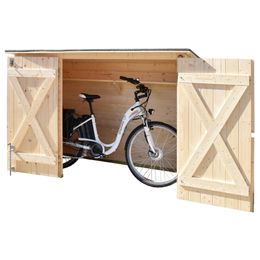 Fahrradbox Weka, beige (natur), B:205cm H:151cm T:84cm, Holz, Aufbewahrungsboxen, Mülltonnenbox, BxTxH: 205x84x151 cm