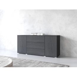 Sideboard Inosign "PARIS" Sideboards Gr. B/H/T: 150 cm x 68 cm x 39 cm, matt, 3 St., schwarz (graphite black wp, graphite wp) Moderne 150cm breite grifflose Kommode, vielseitig einsetzbar