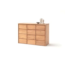 Kommode Home Affaire "Zetra Schubladenschrank, 3x Schublade/3x Tür mit Soft-Close-Function" Sideboards Gr. B/H/T: 130 cm x 48 cm x 91 cm, 3 St., beige (eiche natur, geölt) Fertig montiert, Eiche Massivholz, Breite 130 cm