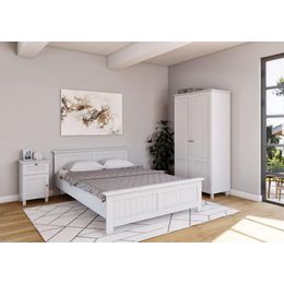 Jugendzimmer-Set Home Affaire "Juventus" Schlafzimmermöbel-Sets Gr. B/H/T: 291 cm x 180 cm x 208 cm, B/H: 140 cm x 200 cm, weiß Baby Massivholz, bestehend aus Bett, Kleiderschrank und Nachtkommode