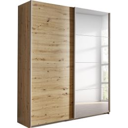 Schwebetürenschrank Rauch "Subito Kleiderschrank Bestseller" Schränke Gr. B/H/T: 136 cm x 197 cm x 61 cm, 1 Spiegel- und 1 Dekortür, 2, braun (eiche artisan) Schlafzimmerschrank Schrank Garderobe mit 4 Spiegelelementen