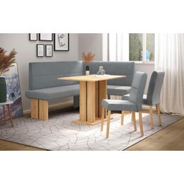 Eckbankgruppe Home Affaire "Emma Essgruppe Esszimmer Küche" Sitzmöbel-Sets Gr. B/H: 185 cm x 90 cm, Microfaser, Langer Schenkel links, grau (grau (romeo 8033)) Eckbank Tisch Stühle Landhaus