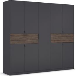 Drehtürenschrank Rauch "Kleiderschrank Schrank Garderobe Wäscheschrank TICAO mit 2 Schubladen" Schränke Gr. B/H/T: 226 cm x 210 cm x 54 cm, 9 St., grau (graumetallic, atlantic oak dunkel) die in der Höhe variabel positioniert werden können MADE IN GERMANY