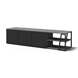 TV-Bank TemaHome "Albi TV Tisch, Lowboard, TV-Schrank, TV-Board" Sideboards Gr. B/H/T: 190 cm x 45 cm x 45 cm, betonfarbig, schwarzes metall Großzügiger Stauraum mit Türen und offenen Fächern