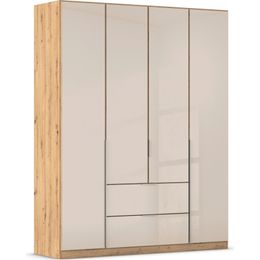 Drehtürenschrank Rauch "Kleiderschrank Kleiderschränke Schrank Garderobe AGORDO mit Glasfront" Schränke Gr. B/H/T: 181cm x 229cm x 54cm, 4 St., beige (eiche artisan/glas champagner) mit Außenschubkästen, in 6 Breiten und 2 Höhen MADE IN GERMANY