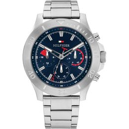 Multifunktionsuhr Tommy Hilfiger "BRYAN" Armbanduhren silberfarben (silberfarben, blau) Herren Quarzuhr, Armbanduhr, Herrenuhr, Datum, Edelstahlarmband