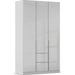 Drehtürenschrank Rauch "Kleiderschrank Kleiderschränke Schrank Garderobe AGORDO mit Glasfront" Schränke Gr. B/H/T: 136 cm x 229 cm x 54 cm, 3 St., grau (seidengrau, glas seidengrau) mit Außenschubkästen, in 6 Breiten und 2 Höhen MADE IN GERMANY