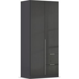 Drehtürenschrank Rauch "Kleiderschrank Schrank Garderobe AGORDO mit Dekor- oder Hochglanzfront" Schränke Gr. B/H/T: 91 cm x 210 cm x 54 cm, 2 St., grau (graumetallic, hochglanz effektgrau) mit Außenschubkästen, in 6 Breiten und 2 Höhen MADE IN GERMANY