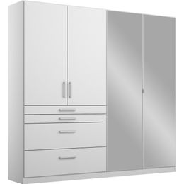 Drehtürenschrank Rauch "Kleiderschrank Schrank Garderobe Garderobenschrank Topseller HOMBURG" Schränke Gr. B/H/T: 181 cm x 197 cm x 54 cm, 4 St., weiß (alpinweiß, hochglanz weiß) mit Spiegel, oberer Schubkasten Einteilung MADE IN GERMANY