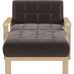 Sit & More Recamiere SIT & MORE "Billund", grau (anthrazit), B:109cm H:88cm T:185cm, 100% Polyester, Sofas, Armlehnen aus Buchenholz in natur, verschiedene Bezüge und Farben