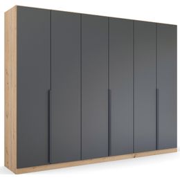 Drehtürenschrank Rauch "Dark&Wood by Quadra Spin" Schränke Gr. B/H/T: 271 cm x 210 cm x 54 cm, 6 St., braun (eiche artisan, grau metallic) im Industrial Style mit Metallgriffstangen