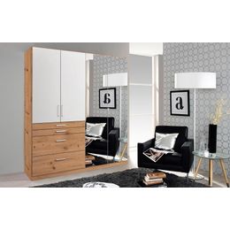 Kleiderschrank Rauch "Harburg Bestseller im Schlafzimmer" Schränke Gr. B/H/T: 181 cm x 197 cm x 54 cm, 4 St., weiß (eichefarben artisan, weiß) Schlafzimmerschrank Schrank Garderobe mit Spiegel