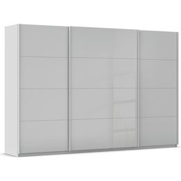 Schwebetürenschrank Rauch "Kleiderschrank Schrank Garderobe AGORDO mit Glasfront" Schränke Gr. B/H/T: 315 cm x 210 cm x 62 cm, 3 St., grau (seidengrau, glas seidengrau) durchdachte Innenausstattung, in 4 Breiten und 2 Höhen MADE IN GERMANY