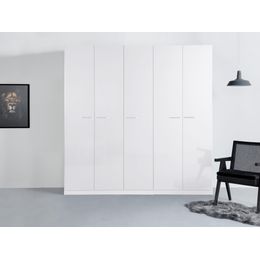 Drehtürenschrank Rauch "Kleiderschrank Schrank Garderobe TOPSELLER OTELI inkl. Inneneinteilung" Schränke Gr. B/H/T: 226cm x 229cm x 54cm, Ohne Spiegel, weiß (weiß/hochglanz weiß) mit 3 Innenschubladen extra Böden optional Spiegel MADE IN GERMANY