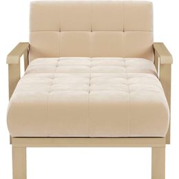 Sit & More Recamiere SIT & MORE "Billund", braun (macciato), B:109cm H:88cm T:185cm, 100% Polyester, Sofas, Armlehnen aus Buchenholz in natur, verschiedene Bezüge und Farben