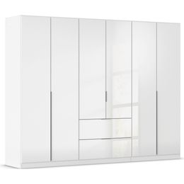 Drehtürenschrank Rauch "Kleiderschrank Kleiderschränke Schrank Garderobe AGORDO mit Glasfront" Schränke Gr. B/H/T: 271 cm x 210 cm x 54 cm, 6 St., weiß (alpinweiß, glas kristallweiß) mit Außenschubkästen, in 6 Breiten und 2 Höhen MADE IN GERMANY