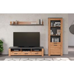 TV-Wand Home Affaire "Ambres" Kastenmöbel-Sets Gr. B/H/T: 268 cm x 199 cm x 50 cm, braun (artisan eiche melamin, matera melamin) Kleines, modernes TV-SET, Echtholzoptik, Breite ca. 268 cm, matt