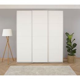 Schwebetürenschrank Rauch "Kleiderschrank Schrank Garderobe KOLUNA mit Dekor-Front" Schränke Gr. B/H/T: 203 cm x 229 cm x 62 cm, 3 St., weiß (alpinweiß) inkl. 2 Innenschubladen sowie extra Einlegeböden MADE IN GERMANY