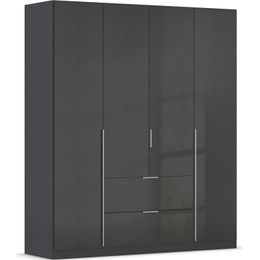 Drehtürenschrank Rauch "Kleiderschrank Schrank Garderobe AGORDO mit Dekor- oder Hochglanzfront" Schränke Gr. B/H/T: 181 cm x 210 cm x 54 cm, 4 St., grau (graumetallic, hochglanz effektgrau) mit Außenschubkästen, in 6 Breiten und 2 Höhen MADE IN GERMANY