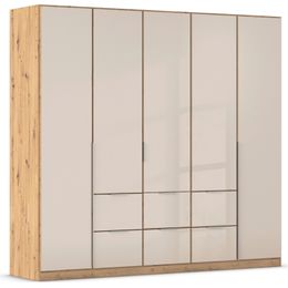 Drehtürenschrank Rauch "Kleiderschrank Kleiderschränke Schrank Garderobe AGORDO mit Glasfront" Schränke Gr. B/H/T: 226cm x 210cm x 54cm, 5 St., beige (eiche artisan/glas champagner) mit Außenschubkästen, in 6 Breiten und 2 Höhen MADE IN GERMANY