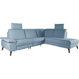 Ecksofa Alina, blau (hellblau gba 6), B:267cm H:118cm T:210cm, Struktur GBA (100% Polyester), Sofas, Ecksofa, inkl. Kopfst&uuml;tzen, wahlweise mit Relaxfunktion, Breite: 267 cm