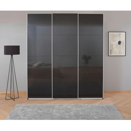 Schwebetürenschrank Rauch "Koluna" Schränke Gr. B/H/T: 203 cm x 229 cm x 62 cm, 3 St., grau (graumetallic, hochglanz effektgrau) Hochglanzfront, inkl. 2 Innenschubladen sowie extra Böden