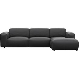 Ecksofa FLEXLUX "Lucera bequem und komfortabel durch hochwertigen Sitzaufbau, L.Form", schwarz (deep schwarz), B:284cm H:73cm T:171cm, 100% Echteder, Sofas, Ecksofa, modern & anschmiegsam, Kaltschaum, Stahl-Wellenunterfederung