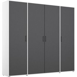 Drehtürenschrank Rauch "Kleiderschrank Schrank Garderobe Wäscheschrank TOPSELLER VOYAGER" Schränke Gr. B/H/T: 187cm x 194cm x 53cm, 4 St., weiß (alpinweiß/graumetallic) mit modernen Griffen in Graumetallic, viel Stauraum MADE IN GERMANY