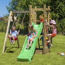 Spielturm Fungoo "FUNNY3 mit schaukel" Spieltürme braun Kinder mit Schaukel & Rutsche, Kletterwand