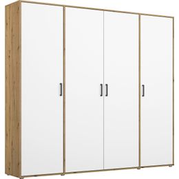 Drehtürenschrank Rauch "Kleiderschrank Schrank Garderobe Wäscheschrank TOPSELLER VOYAGER" Schränke Gr. B/H/T: 187 cm x 194 cm x 53 cm, 4 St., weiß (eiche artisan, alpinweiß) mit modernen Griffen in Graumetallic, viel Stauraum MADE IN GERMANY