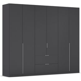 Drehtürenschrank Rauch "Kleiderschrank Schrank Garderobe AGORDO mit Dekor- oder Hochglanzfront" Schränke Gr. B/H/T: 271 cm x 229 cm x 54 cm, 6 St., grau (graumetallic) mit Außenschubkästen, in 6 Breiten und 2 Höhen MADE IN GERMANY