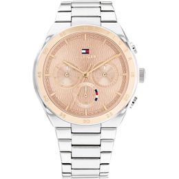 Multifunktionsuhr Tommy Hilfiger "SPORT, 1782574" Armbanduhren silberfarben Damen Quarzuhr, Armbanduhr, Damenuhr, Herrenuhr, Datum, Edelstahlarmband