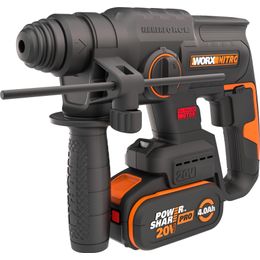 WORX Akku-Bohrhammer "NITRO WX381" Bohrmaschinen Brushless-Motor, 3-In-1, inkl. Akku & Schnellladegerät bunt (schwarz, orange)