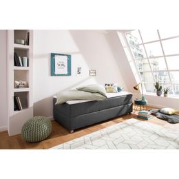 Boxbett Inosign "Alexis", grau (anthrazit), B:90cm L:200cm, Struktur fein (100% Polyester), Komplettbetten, ohne Kopfteil - ideal für Räume mit Dachschrägen; in 4 Breiten