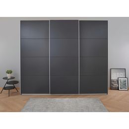 Schwebetürenschrank Rauch "Kleiderschrank Schrank Garderobe KOLUNA mit Dekor-Front" Schränke Gr. B/H/T: 271 cm x 229 cm x 62 cm, 3 St., grau (graumetallic) inkl. 2 Innenschubladen sowie extra Einlegeböden MADE IN GERMANY