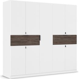 Drehtürenschrank Rauch "Kleiderschrank Schrank Garderobe Wäscheschrank TICAO mit 2 Schubladen" Schränke Gr. B/H/T: 226 cm x 210 cm x 54 cm, 9 St., weiß (alpinweiß, atlantic oak dunkel) die in der Höhe variabel positioniert werden können MADE IN GERMANY