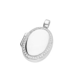 Medallion-Anhänger Giorgio Martello MILANO "Medaillon oval mit Zirkonia, Silber 925" Schmuckanhänger Gr. Onesize, Silber 925 (Sterlingsilber), silberfarben (silber) Damen