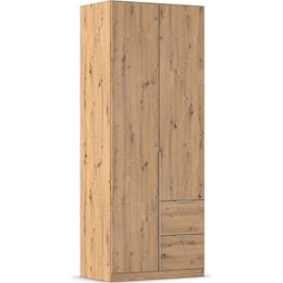 Drehtürenschrank Rauch "Kleiderschrank Schrank Garderobe AGORDO mit Dekor- oder Hochglanzfront" Schränke Gr. B/H/T: 91 cm x 229 cm x 54 cm, 2 St., braun (eiche artisan) mit Außenschubkästen, in 6 Breiten und 2 Höhen MADE IN GERMANY