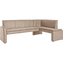 Eckbank exxpo - SOFA FASHION "Cortado, elegant und modern mit hohem Sitzkomfort" Sitzbänke Gr. B/H/T: 157 cm x 89 cm x 244 cm, Luxus-Microfaser, langer Schenkel links, beige hohe Bodenfreiheit, schöne Detailverarbeitung, wahlweise Lederbezug