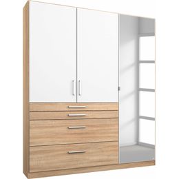 Kleiderschrank Rauch "Harburg Bestseller im Schlafzimmer" Schränke Gr. B/H/T: 136 cm x 197 cm x 54 cm, 3 St., weiß (struktureichefarben hell, weiß) Schlafzimmerschrank Schrank Garderobe mit Spiegel